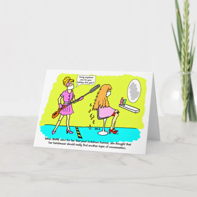 Funny Social Distancing Female Haircut Birthday Card | Zazzle