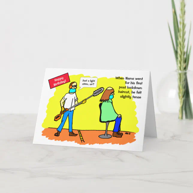 Funny Social Distancing Haircut Birthday Card | Zazzle
