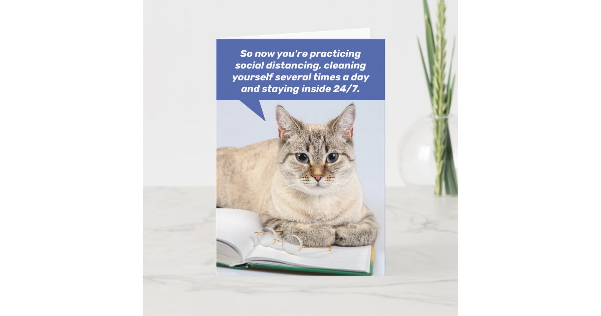 Funny Social Distancing House Cat- Coping Card | Zazzle