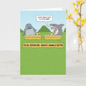 Funny Social Distancing Manatee and Shark Card | Zazzle