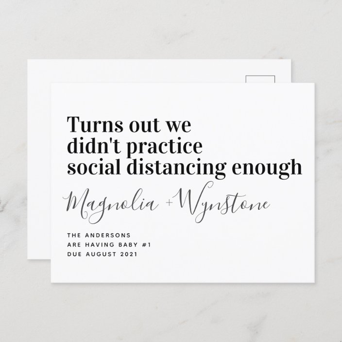 Funny Social Distancing Pregnancy Announcement | Zazzle.com