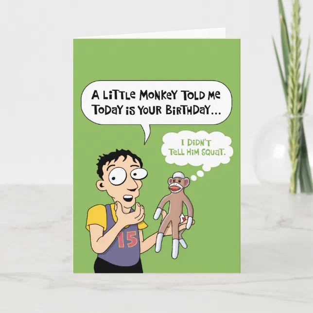 Funny Sock Monkey Birthday Card | Zazzle