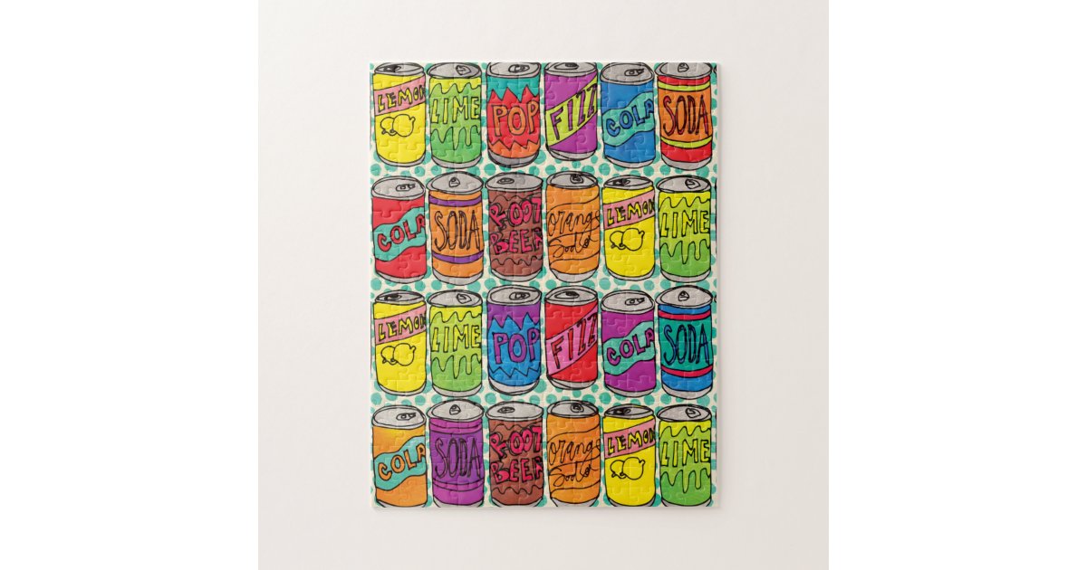 Funny Soda Cans Colorful Pattern Jigsaw Puzzle | Zazzle