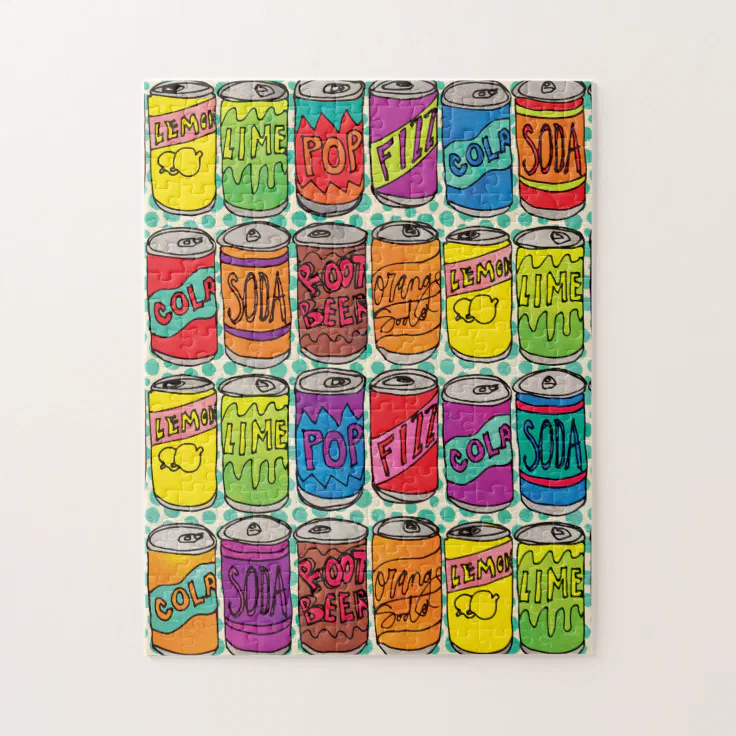 Funny Soda Cans Colorful Pattern Jigsaw Puzzle | Zazzle