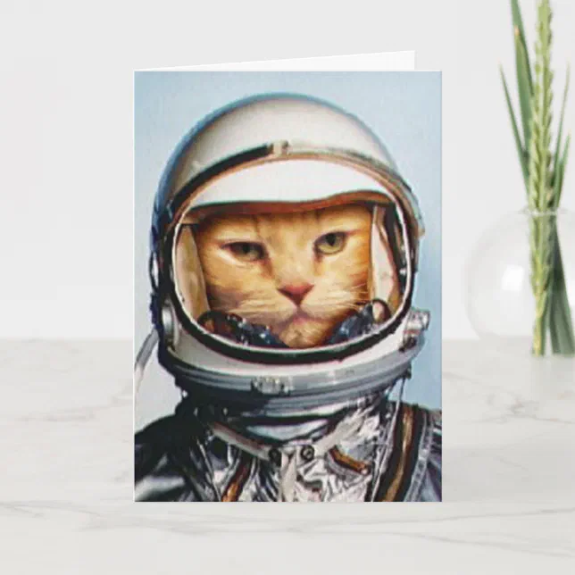 Funny "Space Cat" Birthday Card | Zazzle