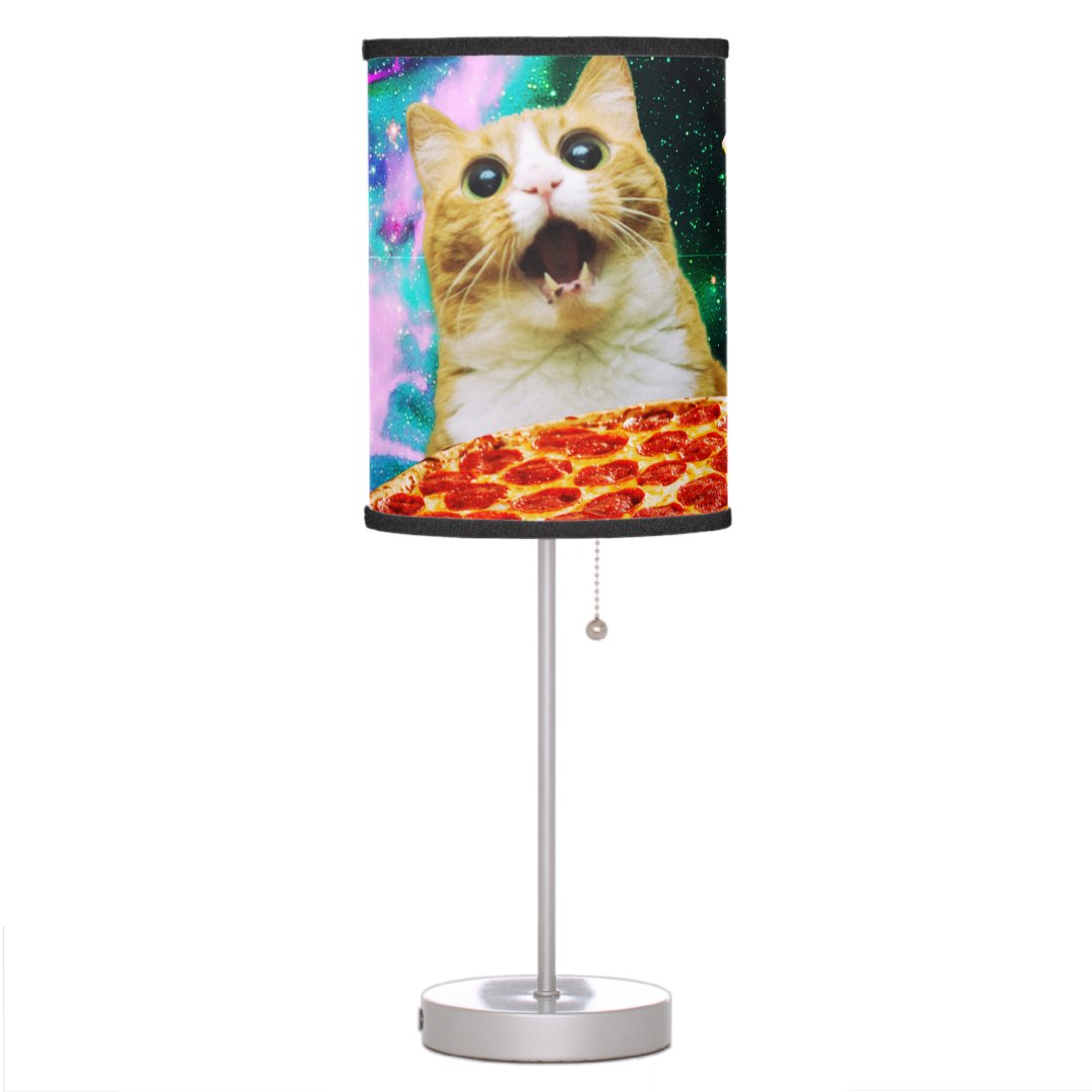 Funny space pizza cat table lamp | Zazzle