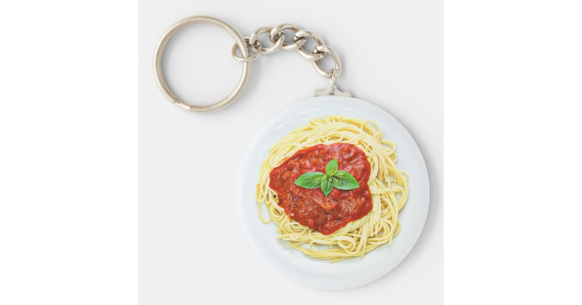 Funny Spaghetti Dinner Plate Food Key Chain | Zazzle
