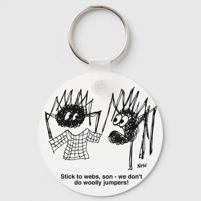 Funny Spiders and Spiders Web Weaving Cartoon Keychain | Zazzle