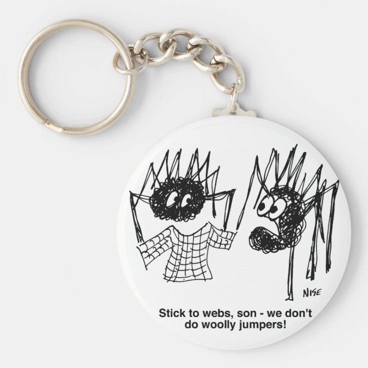 Funny Spiders and Spiders Web Weaving Cartoon Keychain | Zazzle
