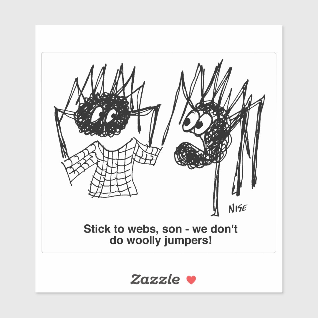 Funny Spiders and Spiders Web Weaving Cartoon Sticker | Zazzle