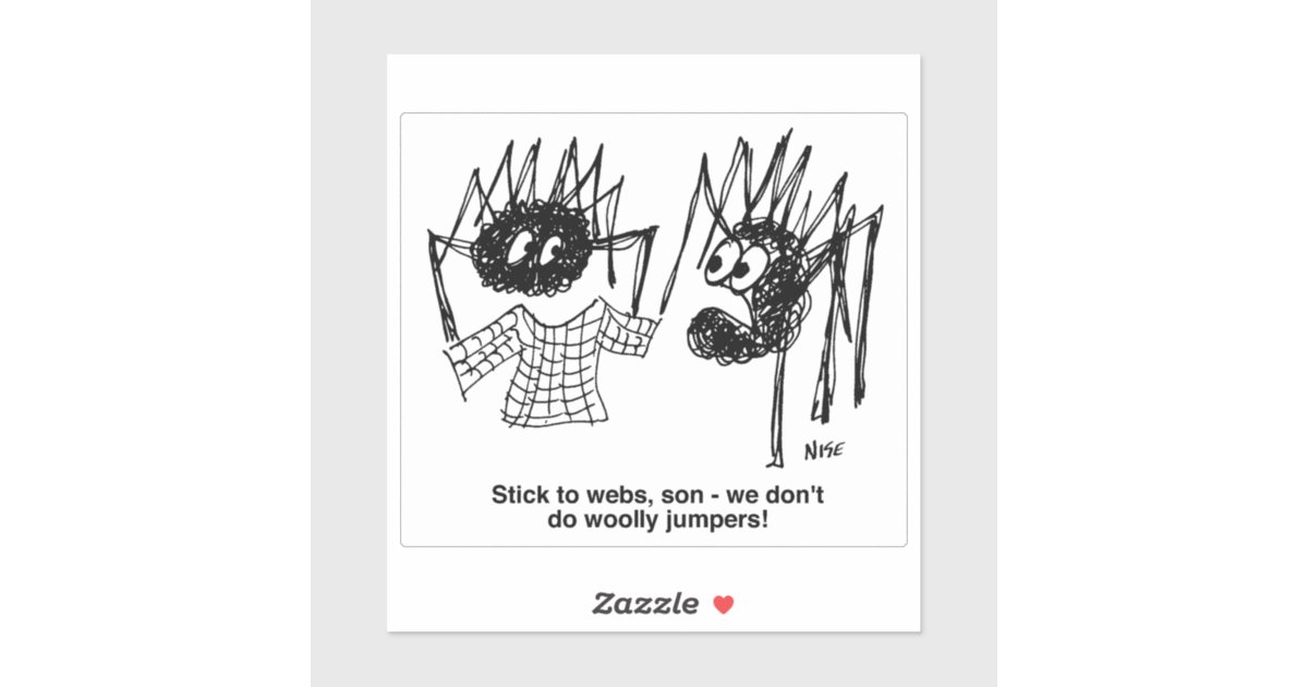 Funny Spiders and Spiders Web Weaving Cartoon Sticker | Zazzle
