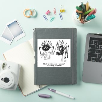Funny Spiders and Spiders Web Weaving Cartoon Sticker | Zazzle