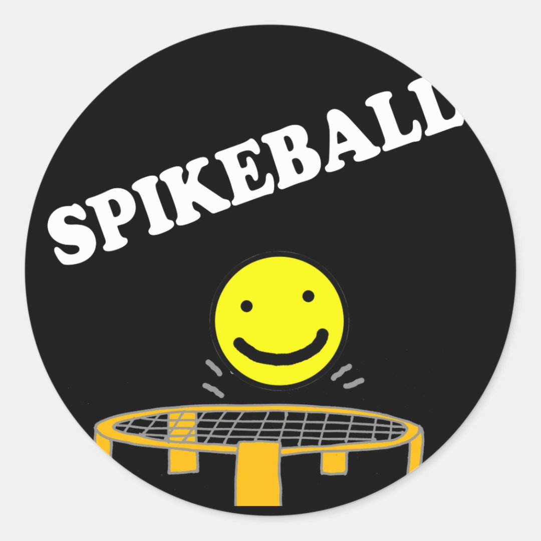 Funny Spikeball Net with Smile Face Art Classic Round Sticker | Zazzle