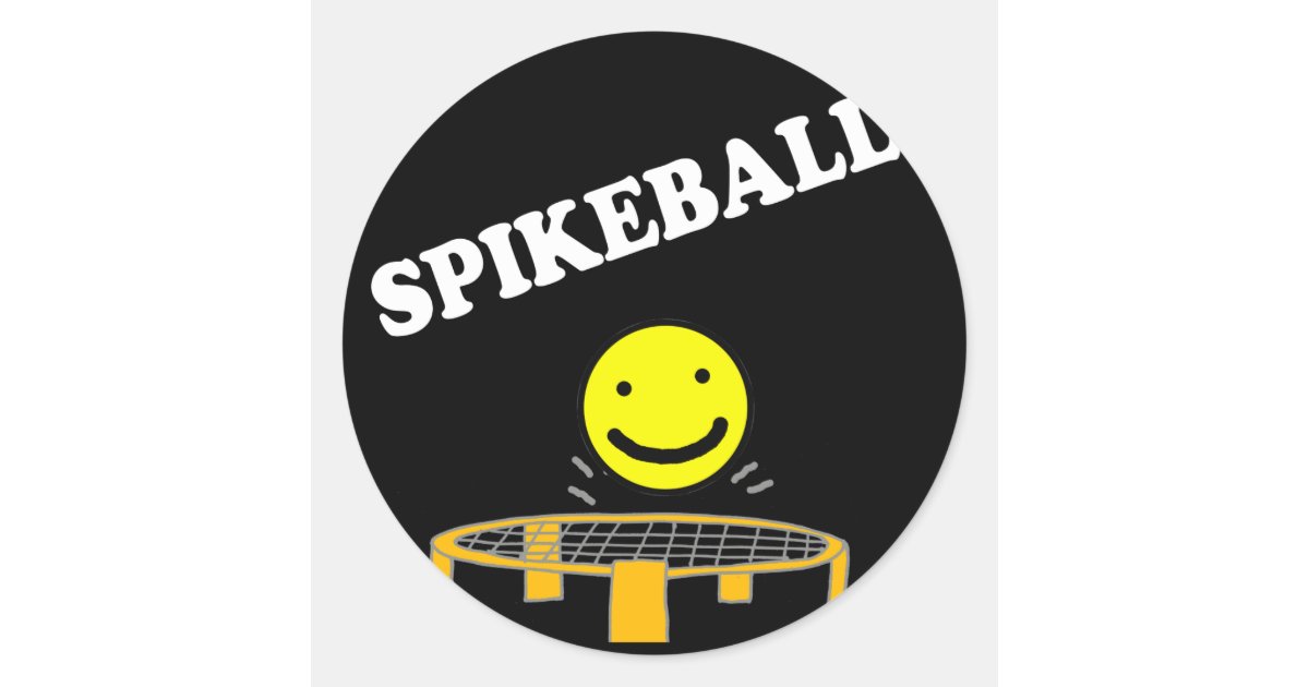 Funny Spikeball Net with Smile Face Art Classic Round Sticker | Zazzle
