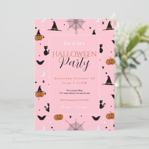 Funny Spooky Halloween Pink Design Invitation | Zazzle