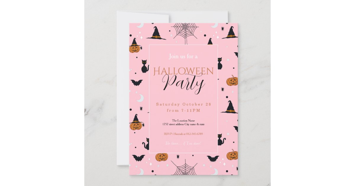 Funny Spooky Halloween Pink Design Invitation | Zazzle