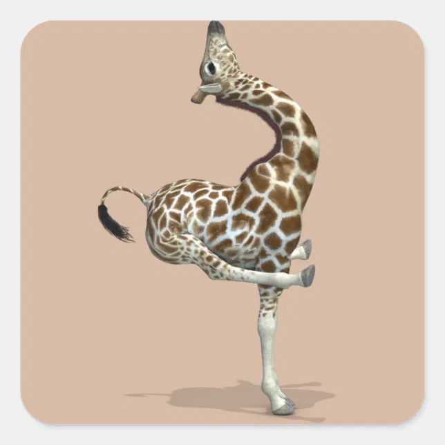 Funny Sporty Giraffe Square Sticker | Zazzle