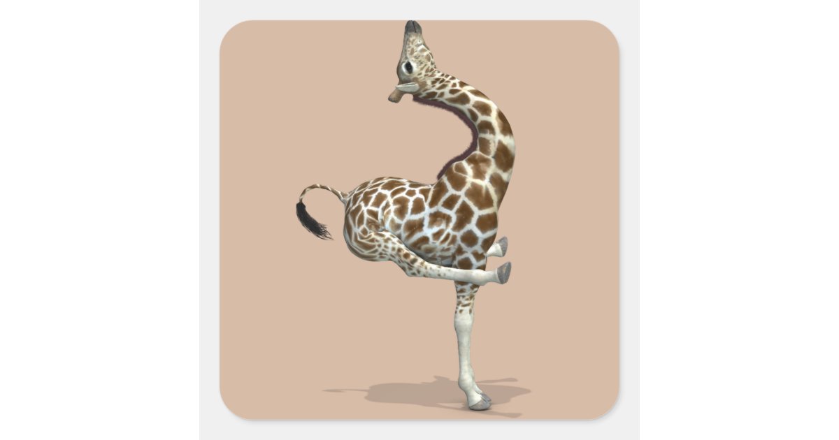Funny Sporty Giraffe Square Sticker | Zazzle
