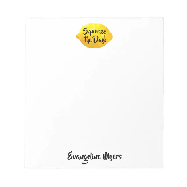 Funny Squeeze the Day Script 3D Lemon Monogram Notepad | Zazzle