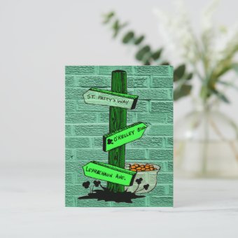 Funny St. Patrick’s Day Sign Post Postcard | Zazzle