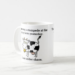 Funny Stampede At Dairy Farm Udder Chaos Cow Joke Coffee Mug | Zazzle