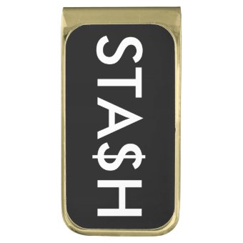Funny Stash Dollar Sign Gold Finish Money Clip | Zazzle
