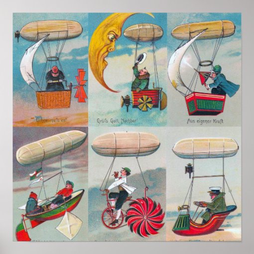 funny steampunk air machines wacky inventions poster | Zazzle