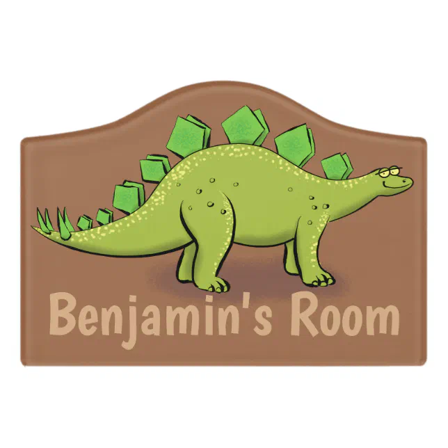 Funny stegosaurus dinosaur cartoon door sign | Zazzle
