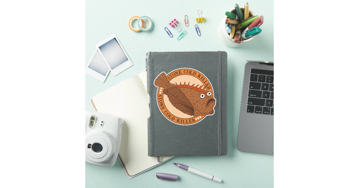 Funny Stonefish Cartoon Character Sticker | Zazzle
