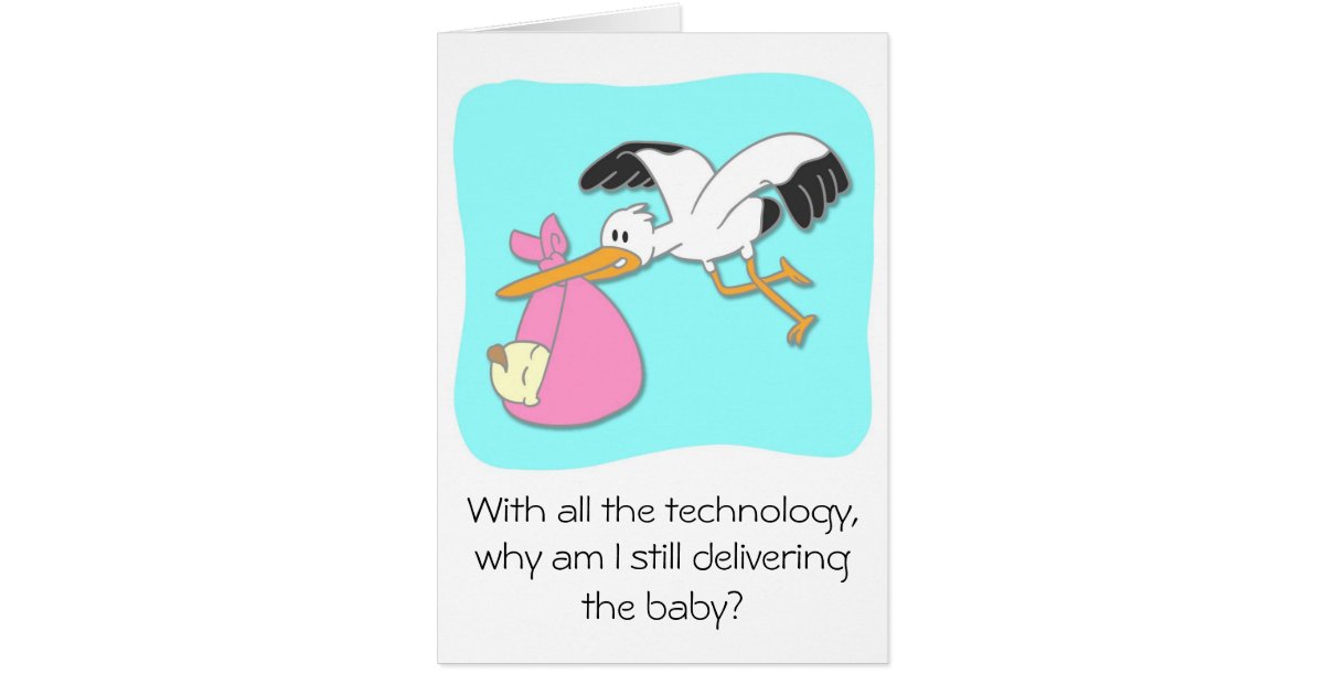 Funny Stork carrying baby cartoon | Zazzle