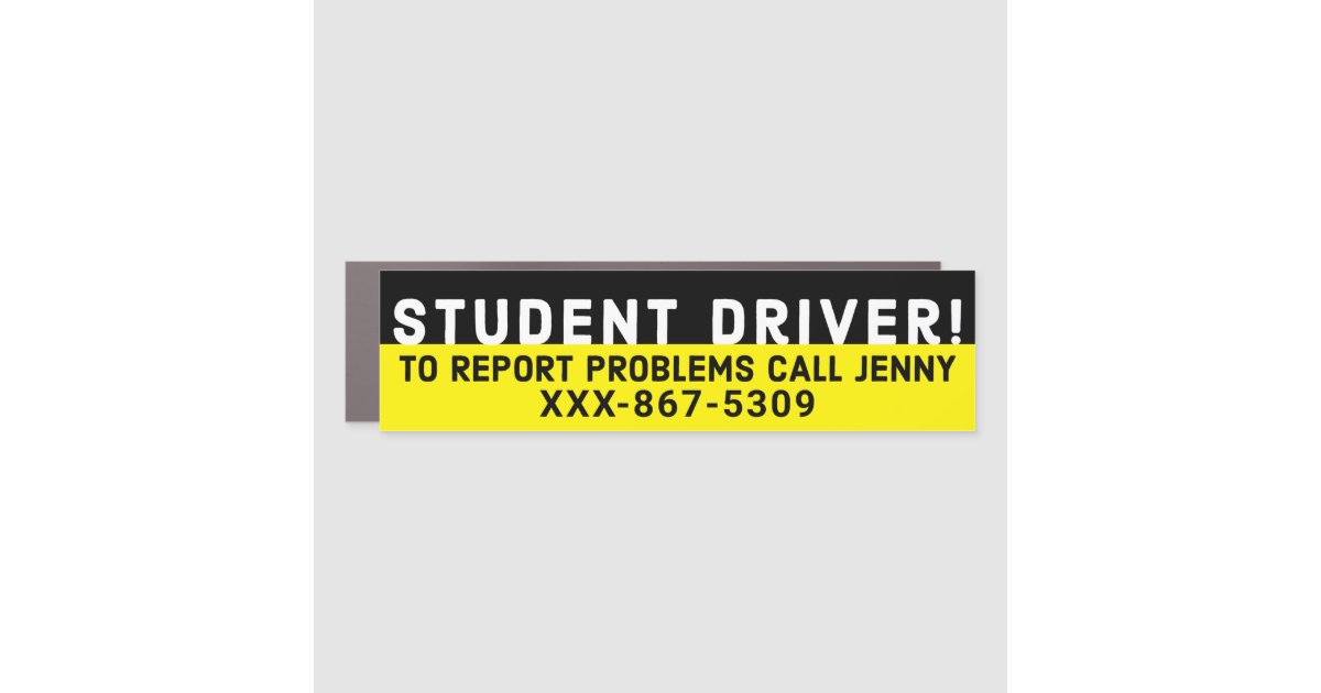 Funny Student Driver CALL JENNY 867-5309 Car Magnet | Zazzle