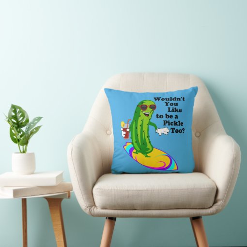 Funny Surfing Pickle Pillow | Zazzle