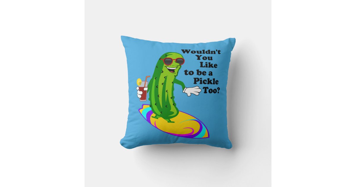 Funny Surfing Pickle Pillow | Zazzle