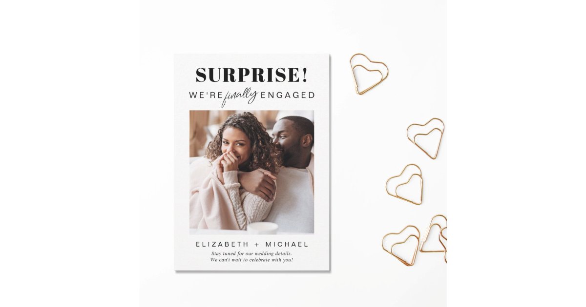 Funny Surprise Finally Engaged Photo Engagement Announcement | Zazzle