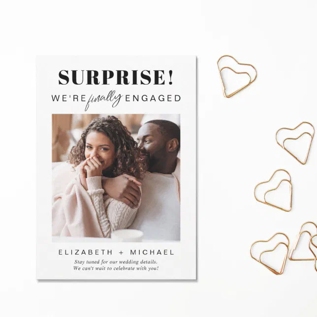 Funny Surprise Finally Engaged Photo Engagement Announcement | Zazzle