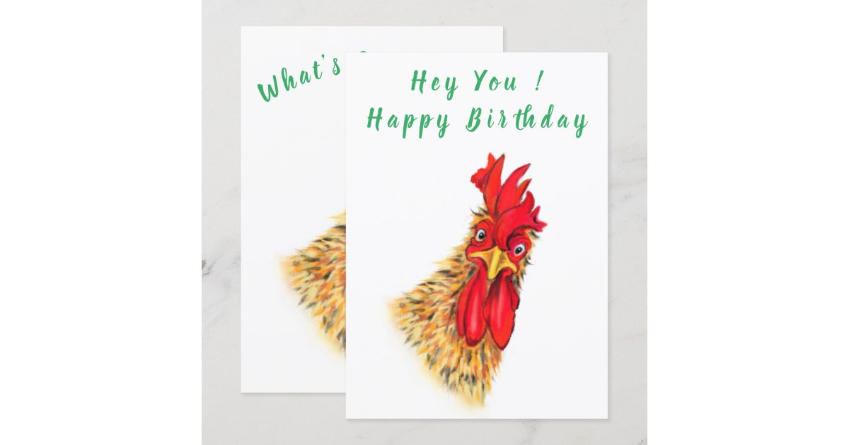 Funny Surprised Curious Rooster - Happy Birthday | Zazzle