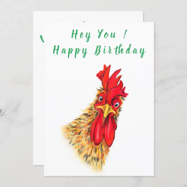Funny Surprised Curious Rooster - Happy Birthday | Zazzle