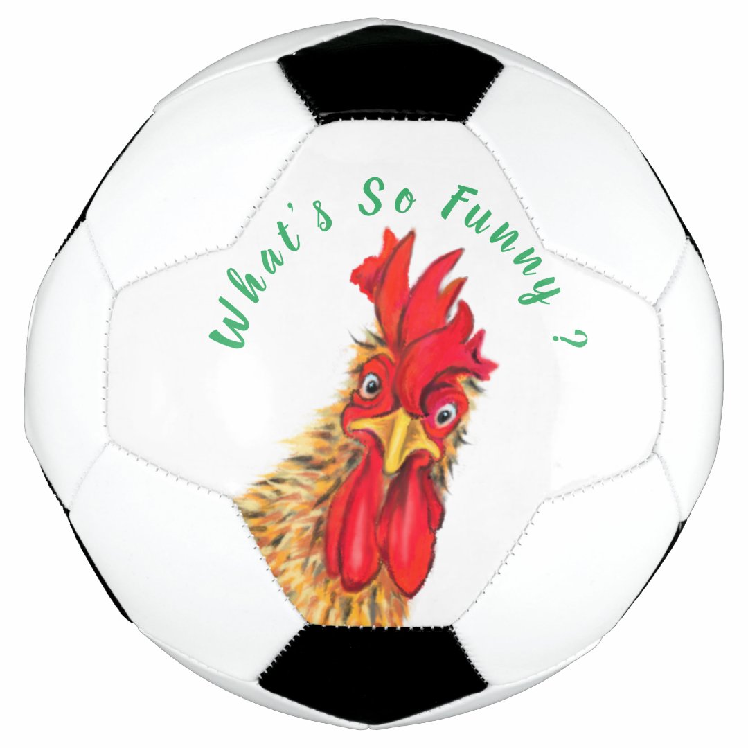 Funny Surprised Curious Rooster - What's So Funny Soccer Ball | Zazzle