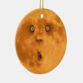 Funny Surprised Full Moon Face Ornament | Zazzle