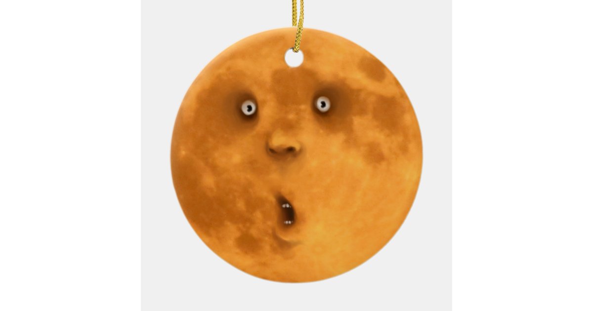 Funny Surprised Full Moon Face Ornament | Zazzle