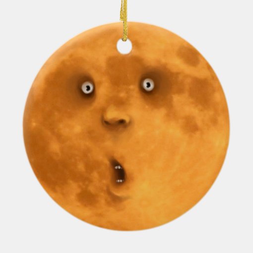 Funny Surprised Full Moon Face Ornament | Zazzle
