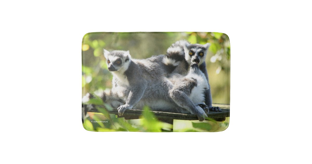 Funny Surprised Lemurs of Madagascar Bath Mat | Zazzle