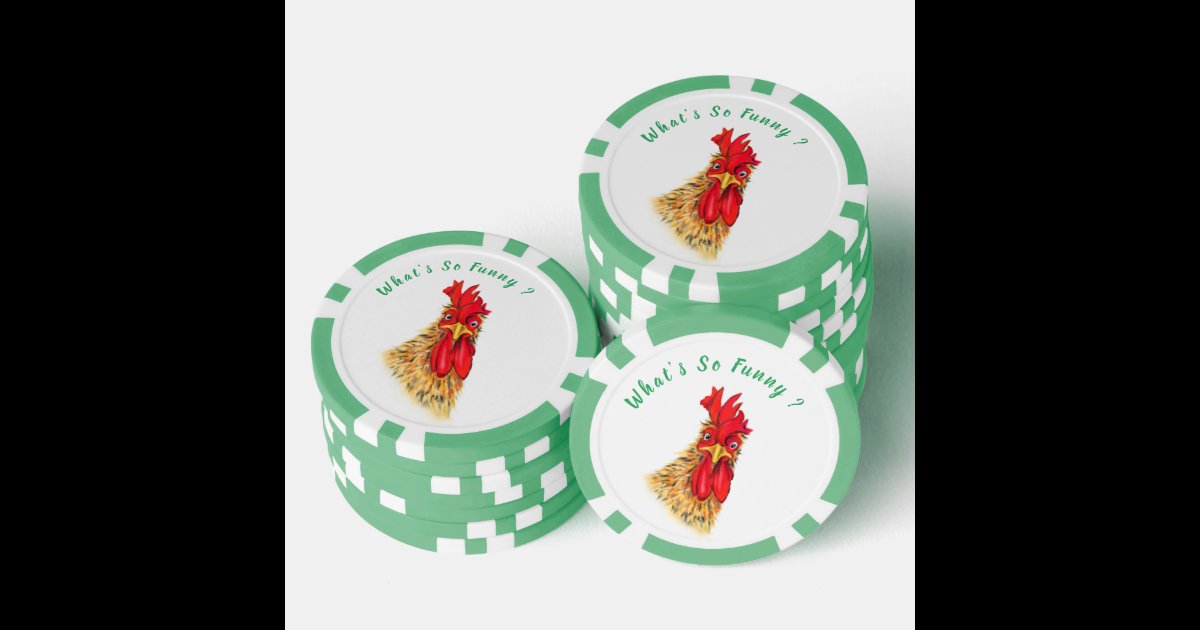 Funny Surprised Rooster Poker Chips - Custom Text | Zazzle