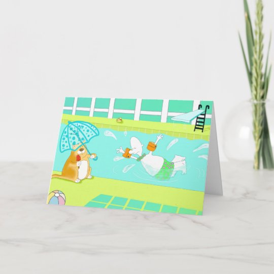 Funny swimming Birthday Card | Zazzle.com