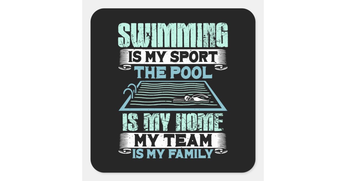 Funny Swimming Quote Square Sticker | Zazzle