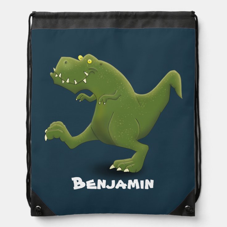 Funny T rex dinosaur cartoon humor Drawstring Bag | Zazzle