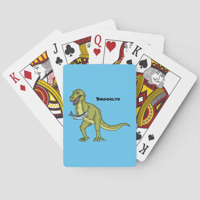 Funny T rex dinosaur illustration Poker Cards | Zazzle
