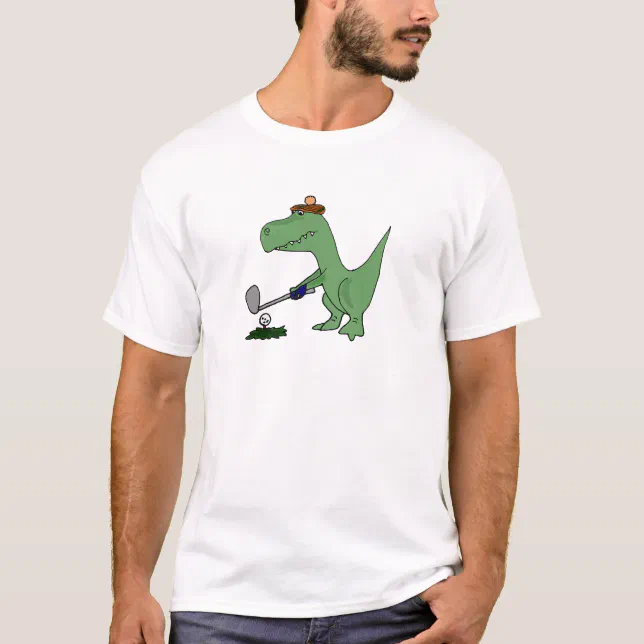 Funny T-Rex Dinosaur Playing Golf T-Shirt | Zazzle
