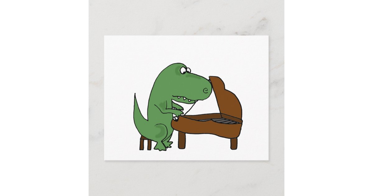 Funny T-Rex Dinosaur Playing Piano Postcard | Zazzle