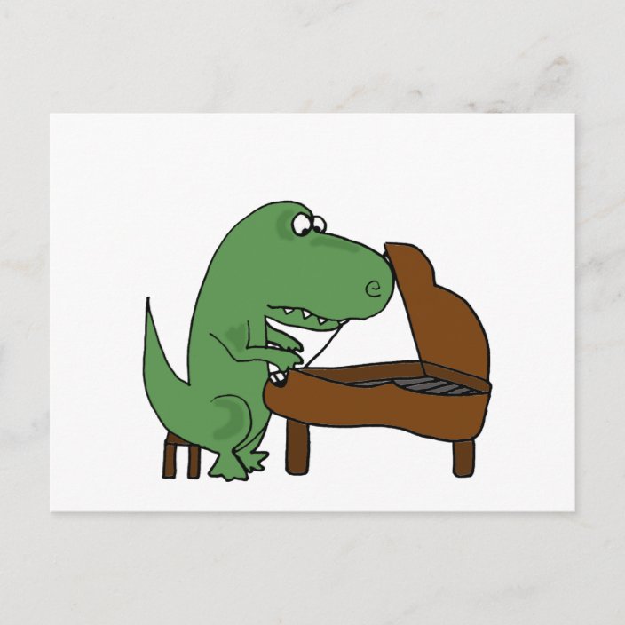 Funny T-Rex Dinosaur Playing Piano Postcard | Zazzle.com